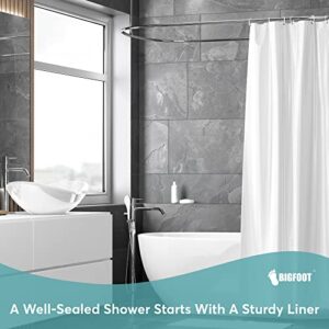 BigFoot Shower Curtain Liner – 72 x 72 PEVA Heavy Duty Shower Curtain with Rustproof Metal Grommet and 3 Magnetic Weights – Odor Free and Compatible with Standard Showers, Clear