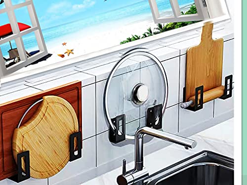 stainless steel pan Lid Holder wall-mounted pan Lid Holder black Pan Lid Holders wall-mounted chopping board rack stainless steel Chopping Board Rack Chopping Board Rack Kitchen wall holder