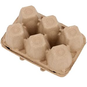 SINJEUN 50 Pack 6 Count Egg Cartons, Pulp Fiber Empty Egg Carton, Chicken Egg Tray Holder Egg Storage Containers for Family, Farm, Travel, Market, Brown