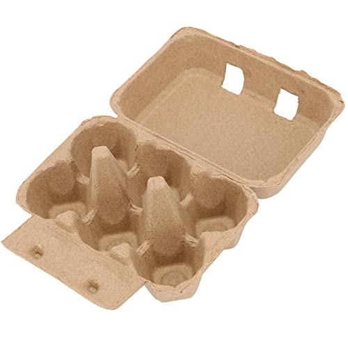 SINJEUN 50 Pack 6 Count Egg Cartons, Pulp Fiber Empty Egg Carton, Chicken Egg Tray Holder Egg Storage Containers for Family, Farm, Travel, Market, Brown