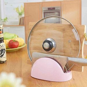 XJJZS Kitchen Organizer Pot Lid Rack Plastic Spoon Holder Pot Lid Shelf Cooking Dish Rack Pan Cover Stand Kitchen Accessories (Color : Pink)