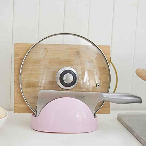 XJJZS Kitchen Organizer Pot Lid Rack Plastic Spoon Holder Pot Lid Shelf Cooking Dish Rack Pan Cover Stand Kitchen Accessories (Color : Pink)