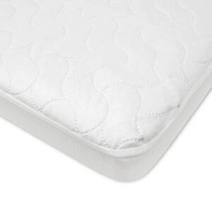 american baby company waterproof fitted crib and toddler protective mattress pad cover, white, for boys and girls, 52x28x9 inch (pack of 1)