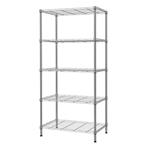 singaye 5 tier adjustable storage shelf metal storage rack wire shelving unit storage shelves metal 660lbs capacity 23.6″ l x 14″ w x 59.1″ h for pantry closet kitchen laundry silver