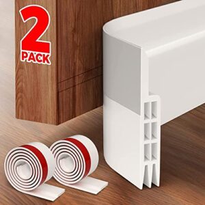 holikme 2 pack door draft stopper under door draft blocker insulator door sweep weather stripping noise stopper strong adhesive white 37″ length