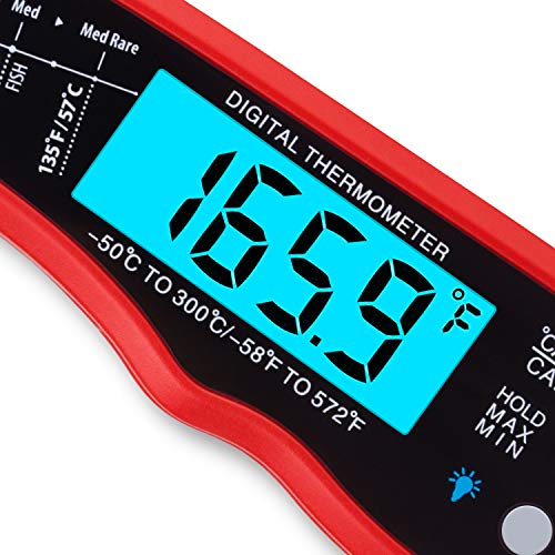 Alpha Grillers Instant Read Meat Thermometer for Grill and Cooking. Best Waterproof Ultra Fast Thermometer with Backlight & Calibration. Digital Food Probe for Kitchen, Outdoor Grilling and BBQ!