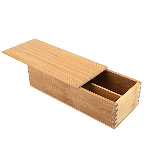 Tomotato Bamboo Silverware Storage Box, Utensil Drawer Organizer Japanese Chopsticks Box with Lid Utensil Holder Organizer Container for Home Kitchen