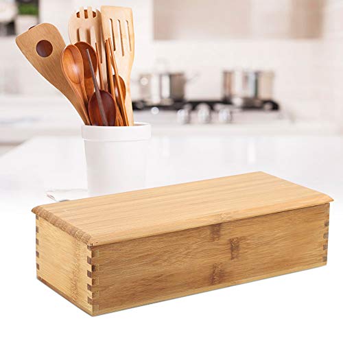 Tomotato Bamboo Silverware Storage Box, Utensil Drawer Organizer Japanese Chopsticks Box with Lid Utensil Holder Organizer Container for Home Kitchen