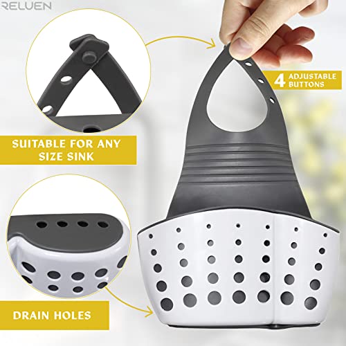 Sink Caddy Sponge Holder with Strap - Adjustable Sink Caddy Silicone Sponge Holder Sink Caddy for Drying Silicone Kitchen Sink Sponge Holder - Suction Cup Sink Caddy Kitchen Sponge Holder