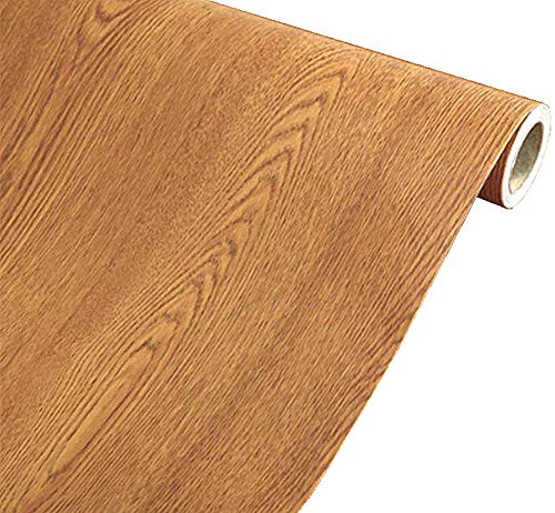 MULLSAN Brown Wood Grain Paper Waterproof Self Adhesive Shelf Liner Dresser Drawer Cabinet Sticker Winged Wood 24inch by 118inch