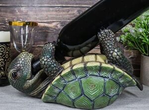 ebros gift drunken coastal sea turtle tortoise wine bottle holder caddy figurine as home kitchen wine cellar decorative storage organizer wild aquatic animals turtles terrapins tortoises decor