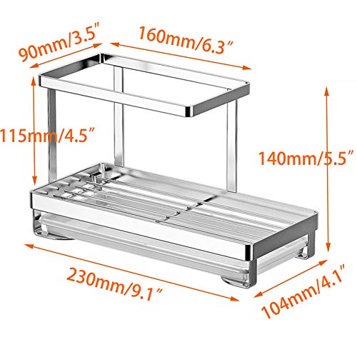 Kitchen Countertop Dish Soap Holder, Sponge Holder with Drain Pan - Kitchen Sink Organizer - Sink Caddy Holder - Sink Tray - Soap Holder - SUS304 Stainless Steel Sponge Soap Brush Holder