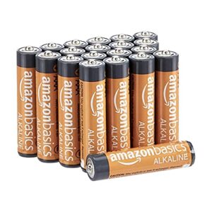 amazon basics 20 pack aaa high-performance alkaline batteries, 10-year shelf life, easy to open value pack