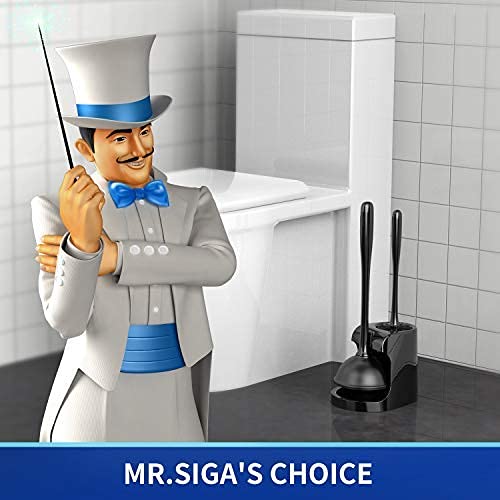 MR.SIGA Toilet Plunger and Bowl Brush Combo for Bathroom Cleaning, Black, 1 Set