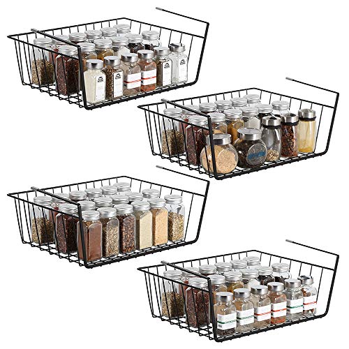 Nandae Under Shelf Basket, Wire Rack Slides Under Shelves for Storage, Set of 4 for Bathroom Kitchen Cabinet