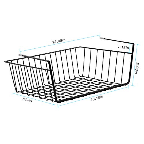 Nandae Under Shelf Basket, Wire Rack Slides Under Shelves for Storage, Set of 4 for Bathroom Kitchen Cabinet