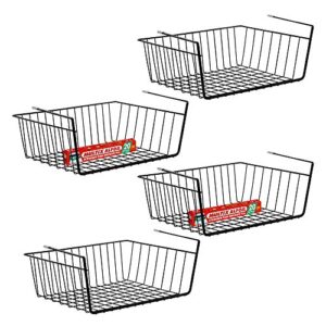 Nandae Under Shelf Basket, Wire Rack Slides Under Shelves for Storage, Set of 4 for Bathroom Kitchen Cabinet