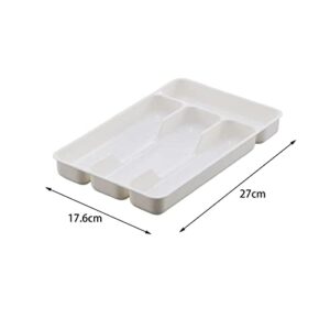 Milageto Cutlery Tray Multifunction Fittings with 4 Compartments Organizer Cutlery Storage Box for Flatware Silverware Stationery Kitchen Drawer , White