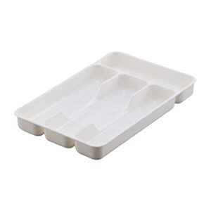 Milageto Cutlery Tray Multifunction Fittings with 4 Compartments Organizer Cutlery Storage Box for Flatware Silverware Stationery Kitchen Drawer , White