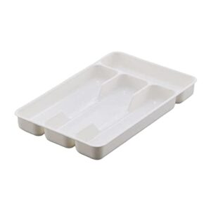 Milageto Cutlery Tray Multifunction Fittings with 4 Compartments Organizer Cutlery Storage Box for Flatware Silverware Stationery Kitchen Drawer , White