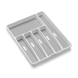 madesmart Classic Large Silverware Tray - White & Classic 12 x 3 Bin - White | CLASSIC COLLECTION | Multi-Purpose Storage Organizer | Soft-grip Lining and Non-slip Rubber Feet