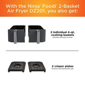 Ninja DZ201 Foodi 8 Quart 6-in-1 DualZone 2-Basket Air Fryer with 2 Independent Frying Baskets, Match Cook & Smart Finish to Roast, Broil, Dehydrate & More for Quick, Easy Meals, Grey