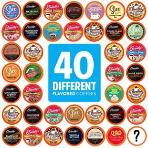 two rivers coffee flavored coffee pods compatible with keurig k cup brewers, assorted variety pack flavored coffee, 40 count