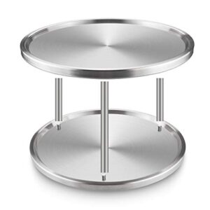 STARVAST 2 Pack 2-Tier Stainless Steel Lazy Susan Turntable 10 inch 360-degree Lazy Susan Spice Rack Organizer for Kitchen Cabinet, Countertop, Centerpiece