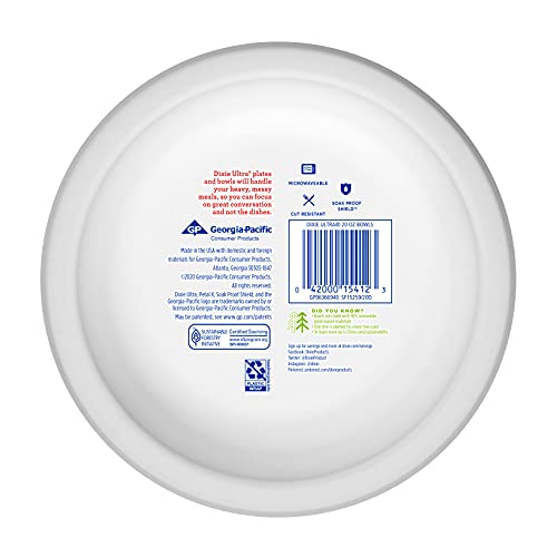 Dixie Ultra Disposable Paper Bowls, 20oz, Dinner or Lunch Size Printed Disposable Bowls, Packaging and Design May Vary, 26 Count (Pack of 6)