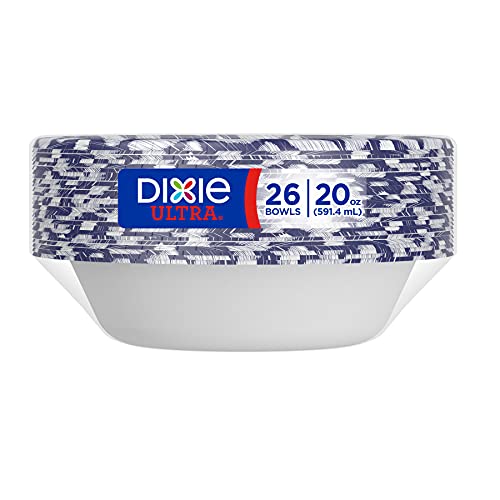 Dixie Ultra Disposable Paper Bowls, 20oz, Dinner or Lunch Size Printed Disposable Bowls, Packaging and Design May Vary, 26 Count (Pack of 6)