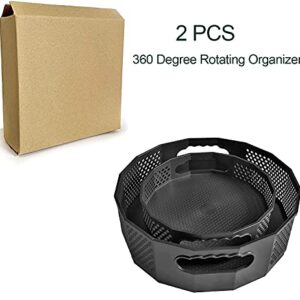 2 Pack Plastic Lazy Susan Turntable, Perfect Refrigerator Turntable, Rotating Under Sink Organizers and Storage,Large Spice Rack Organizer for Cabinet, Black | Round | 9 12inch