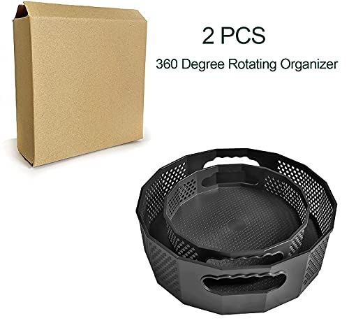 2 Pack Plastic Lazy Susan Turntable, Perfect Refrigerator Turntable, Rotating Under Sink Organizers and Storage,Large Spice Rack Organizer for Cabinet, Black | Round | 9 12inch