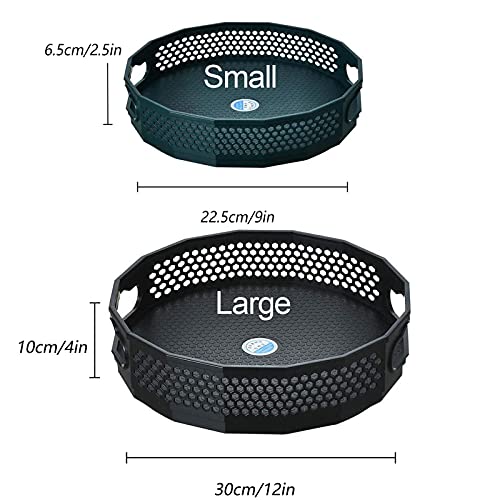 2 Pack Plastic Lazy Susan Turntable, Perfect Refrigerator Turntable, Rotating Under Sink Organizers and Storage,Large Spice Rack Organizer for Cabinet, Black | Round | 9 12inch