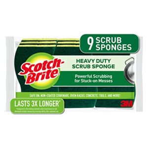 scotch-brite heavy duty scrub sponges, for washing dishes and cleaning kitchen, 9 scrub sponges