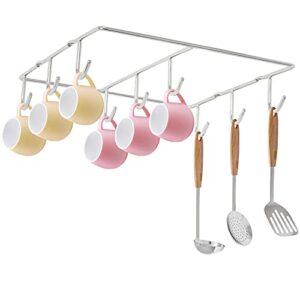 CUKE2BEET Coffee Cup Hooks Under Cabinet, Stainless Steel 9 Hooks Hanging Mug Rack Mug Holder Under Shelf for Kitchen