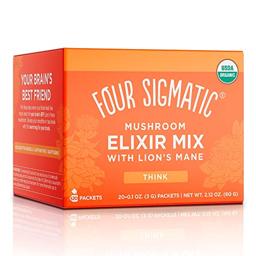 Four Sigmatic Lion's Mane Mushroom Elixir | Coffee Alternative with Organic Lion's Mane Mushroom Powder, Rhodiola & Rose Hips | Immune & Memory Support | Paleo | Pack of 20