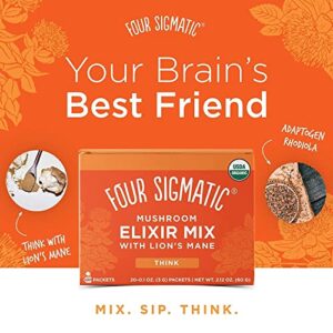 Four Sigmatic Lion's Mane Mushroom Elixir | Coffee Alternative with Organic Lion's Mane Mushroom Powder, Rhodiola & Rose Hips | Immune & Memory Support | Paleo | Pack of 20