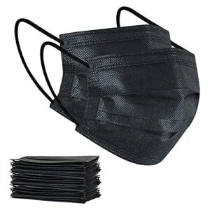 100pcs disposable face masks, black face mask, 3 ply disposable mask