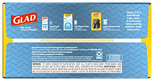 GLAD ForceFlexPlus XL X-Large Kitchen Drawstring Trash Bags, 20 Gallon Grey Trash Bag for Large Kitchen Trash Can, Fresh Clean with Febreze Freshness and Leak Protection, 80 Count (Package May Vary)