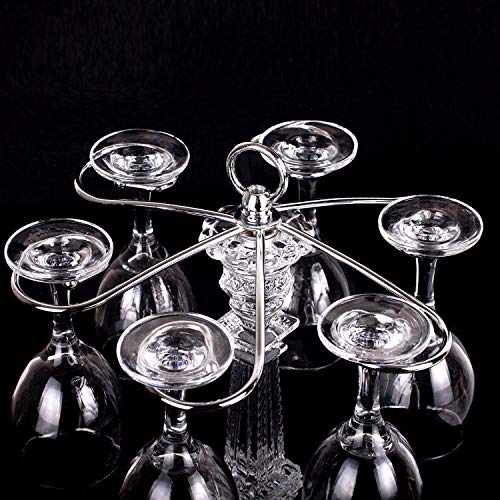 6 Hook Tabletop Glass Eiffel Tower Design Stemware Rack/Rotate 6 Wine Glass Storage Holder Stand Air Drying Rack