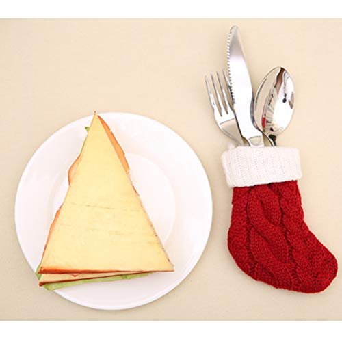 BESTOYARD 4pcs Christmas Cutlery Bags Fork Spoon Socks Tableware Silverware Holders Knitting Stockings