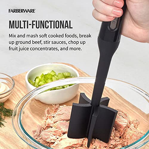 Farberware Professional Heat Resistant Nylon Meat and Potato Masher, Safe for Non-Stick Cookware, 10-Inch, Black