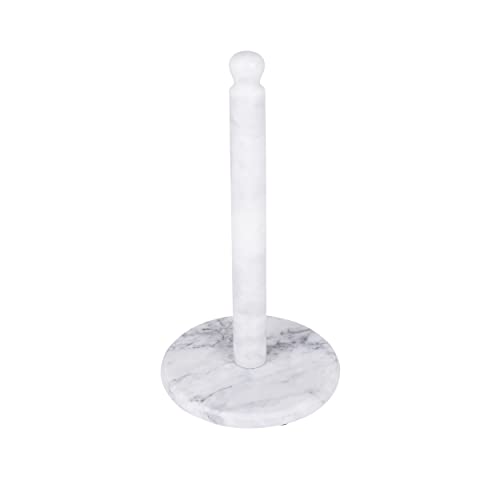 Asters Charming Marble Paper Towel Holder, Standing Holder with Heavy Weighted White Marble Base, for Kitchen Countertop, Bathrooms and Cabinet