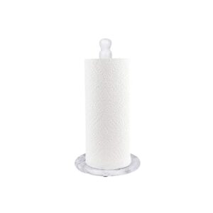 Asters Charming Marble Paper Towel Holder, Standing Holder with Heavy Weighted White Marble Base, for Kitchen Countertop, Bathrooms and Cabinet