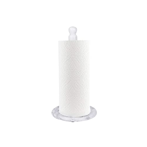 Asters Charming Marble Paper Towel Holder, Standing Holder with Heavy Weighted White Marble Base, for Kitchen Countertop, Bathrooms and Cabinet