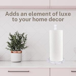 Asters Charming Marble Paper Towel Holder, Standing Holder with Heavy Weighted White Marble Base, for Kitchen Countertop, Bathrooms and Cabinet