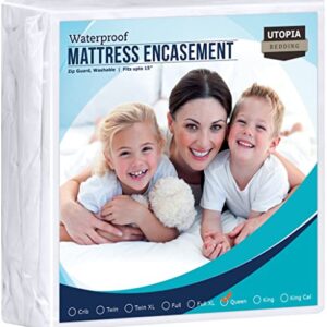 Utopia Bedding Zippered Mattress Encasement Queen - 100% Waterproof and Bed Bug Proof Mattress Protector - Absorbent, Six-Sided Mattress Cover