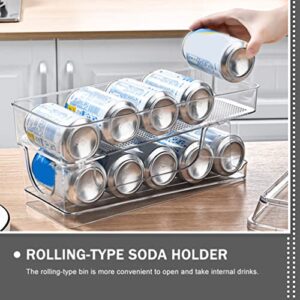 UPKOCH Soda Can Organizer Double- Layer Automatic Rolling Refrigerator Can Storage Bin Beverage Holder Pop Soda Can Dispenser with Lid for Fridge Freezer Kitchen Countertops Cabinets