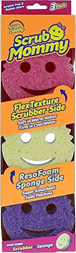 Scrub Daddy Scrub Mommy - Scratch-Free Multipurpose Dish Sponge - BPA Free & Made with Polymer Foam - Stain, Mold & Odor Resistant Kitchen Sponge (3 Count)