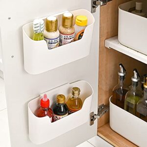 iccgbhgo under sink organizer and storage, kitchen bathroom under sink cabinet sliding pull out storage drawer tray caddy organizer, wall mount inside cabinet door organizer holder white (2pcs)